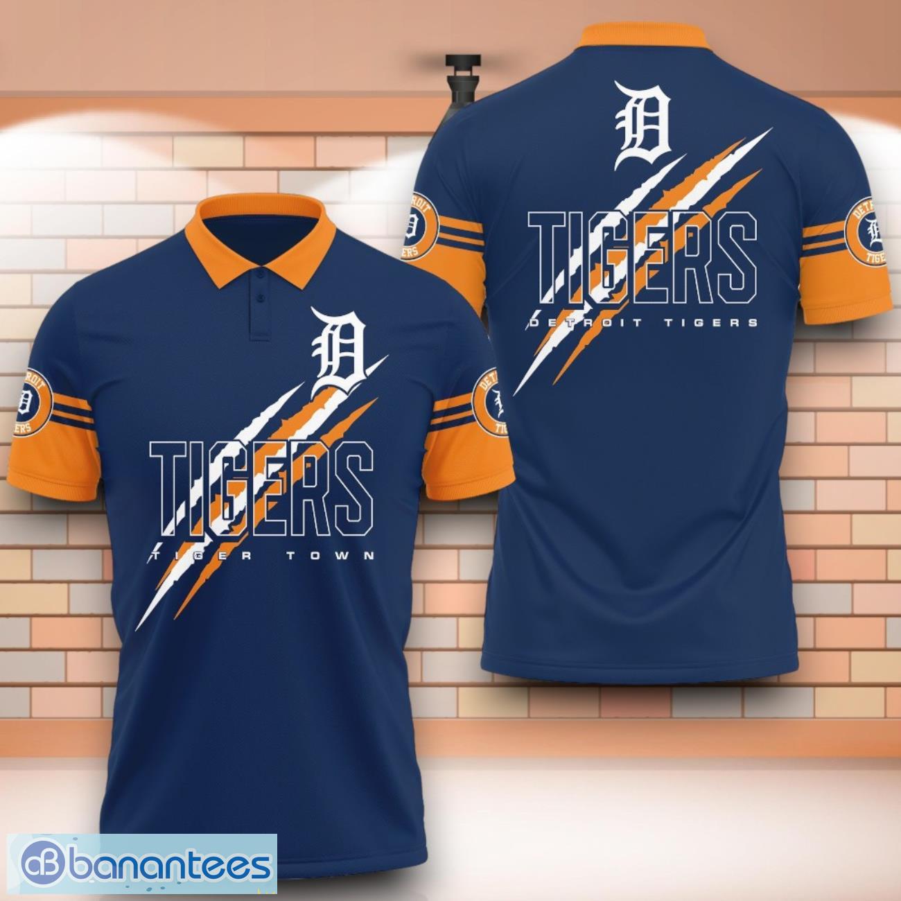 Detroit Tigers MLB Tiger Town 3D Polo Shirt With Claws Pattern - Banantees