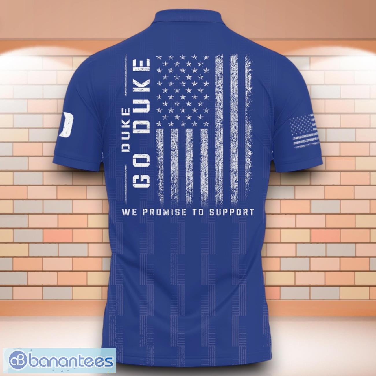 Duke Blue Devils Go Duke NCAA 3D Polo Shirt With American Flag Military ...