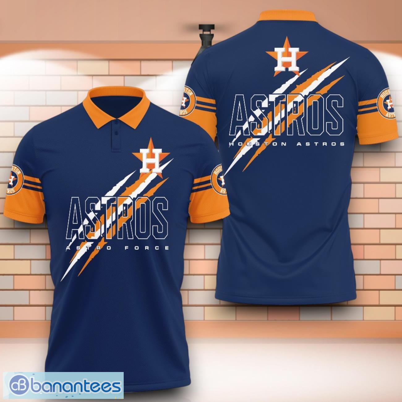 Houston Astros MLB Astro Force 3D Polo Shirt With Claws Pattern - Banantees