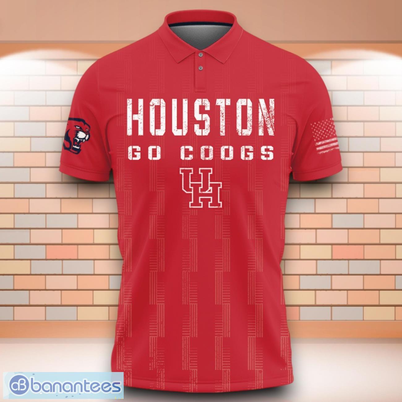 Houston Cougars Go Coogs NCAA 3D Polo Shirt With American Flag Military ...