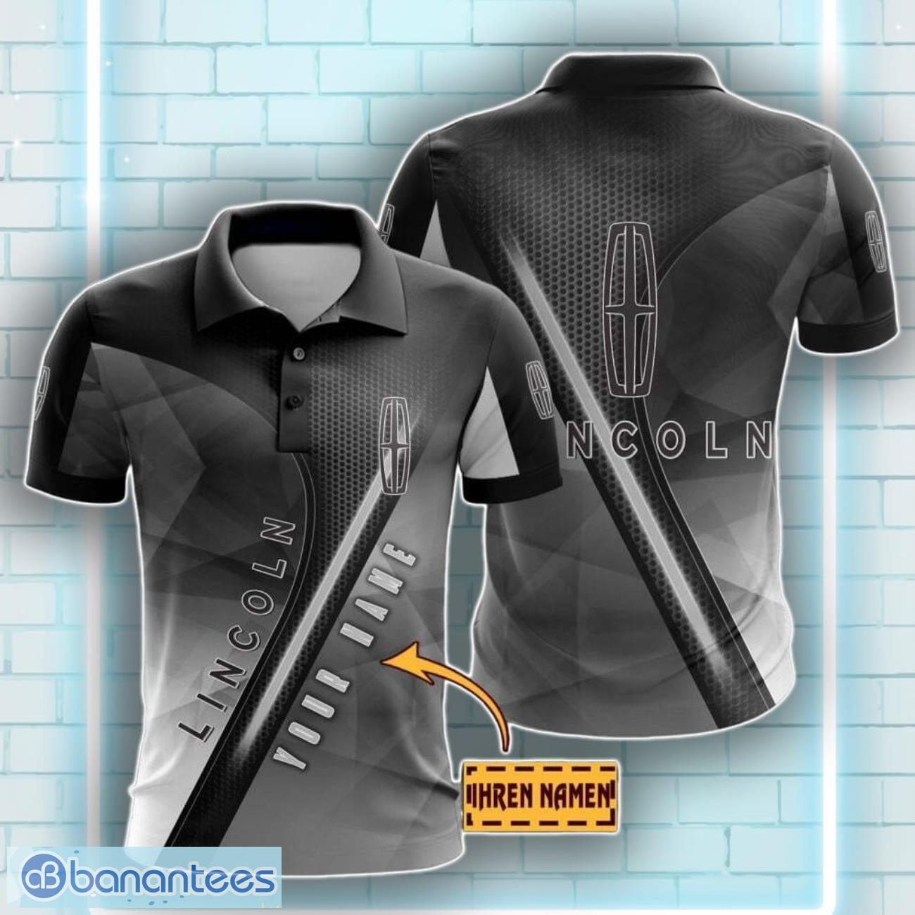 Lincoln Logo Hexagon Pattern 3D Polo Shirt Custom Name Edition For Men ...