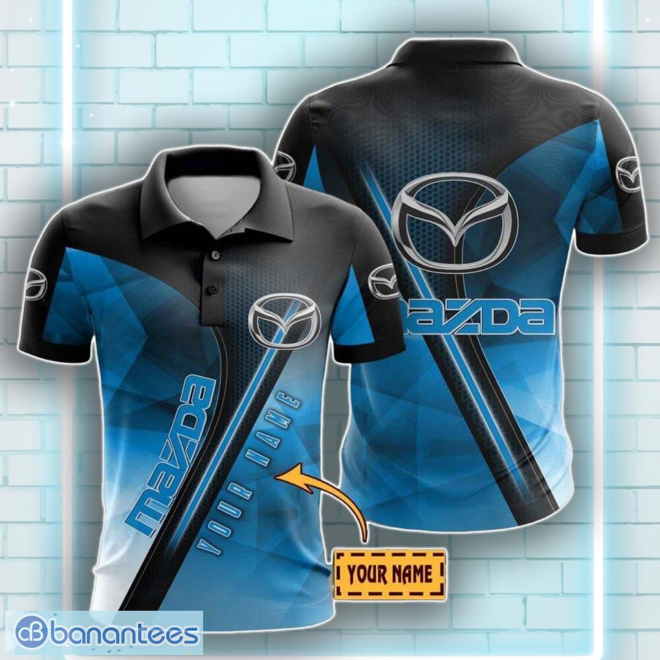 Mazda Logo Hexagon Pattern 3D Polo Shirt Custom Name Edition For Men ...