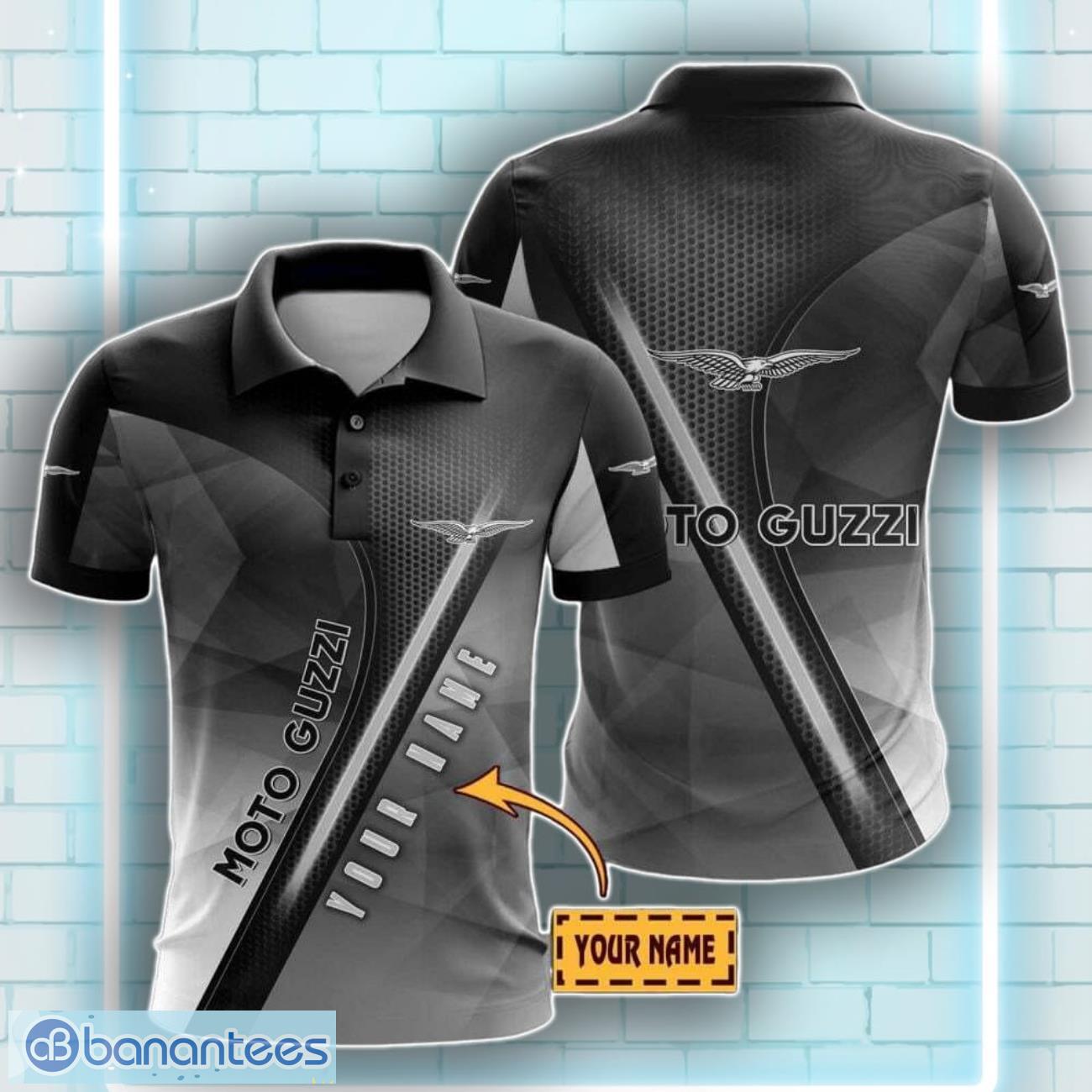 Motor Guzzi Logo Hexagon Pattern 3D Polo Shirt Custom Name Edition For ...