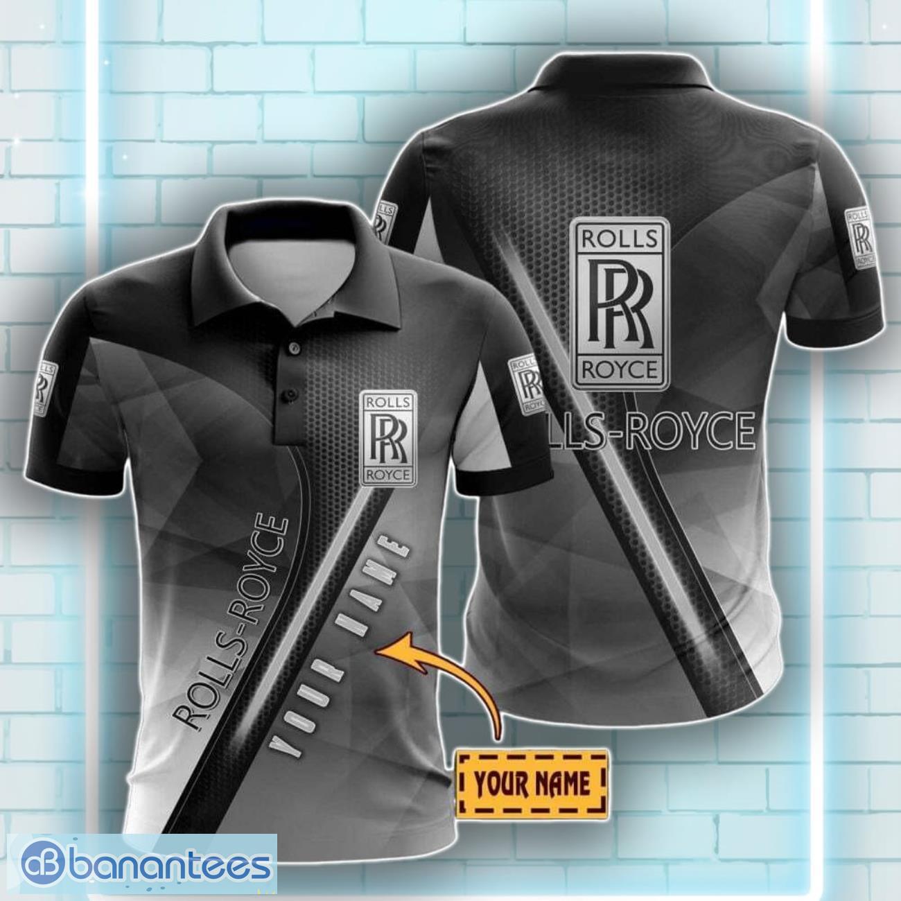 Rolls-Royce Logo Hexagon Pattern 3D Polo Shirt Custom Name Edition For ...
