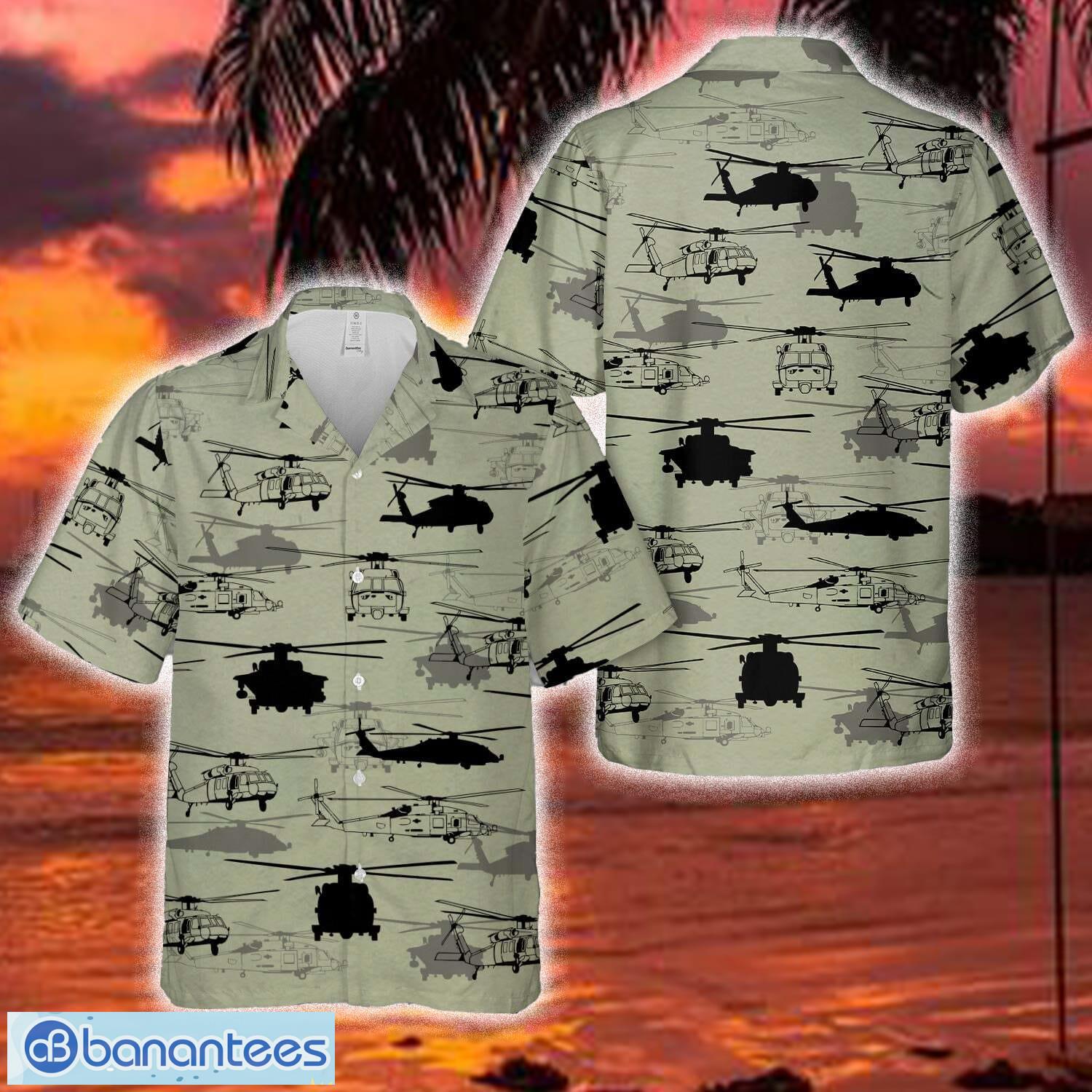 US Navy Sikorsky SH_60 Seahawk Silhouette Hawaiian Shirt - Banantees