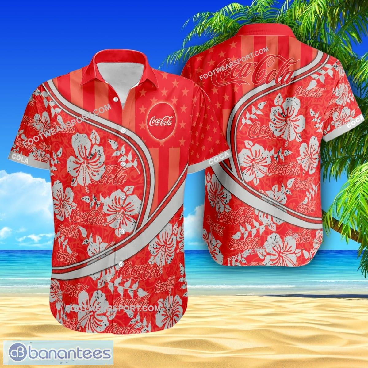 Coca Cola New Brand New AOP Hawaiian Shirt Flag USA Hibiscus Flower For ...