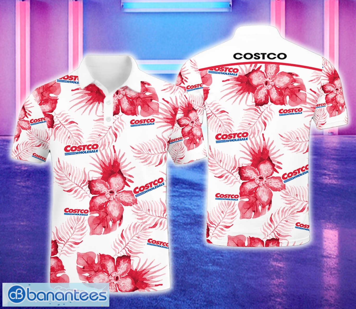 Costco 3D Polo Shirt Brand Pattern White For Fans - Banantees