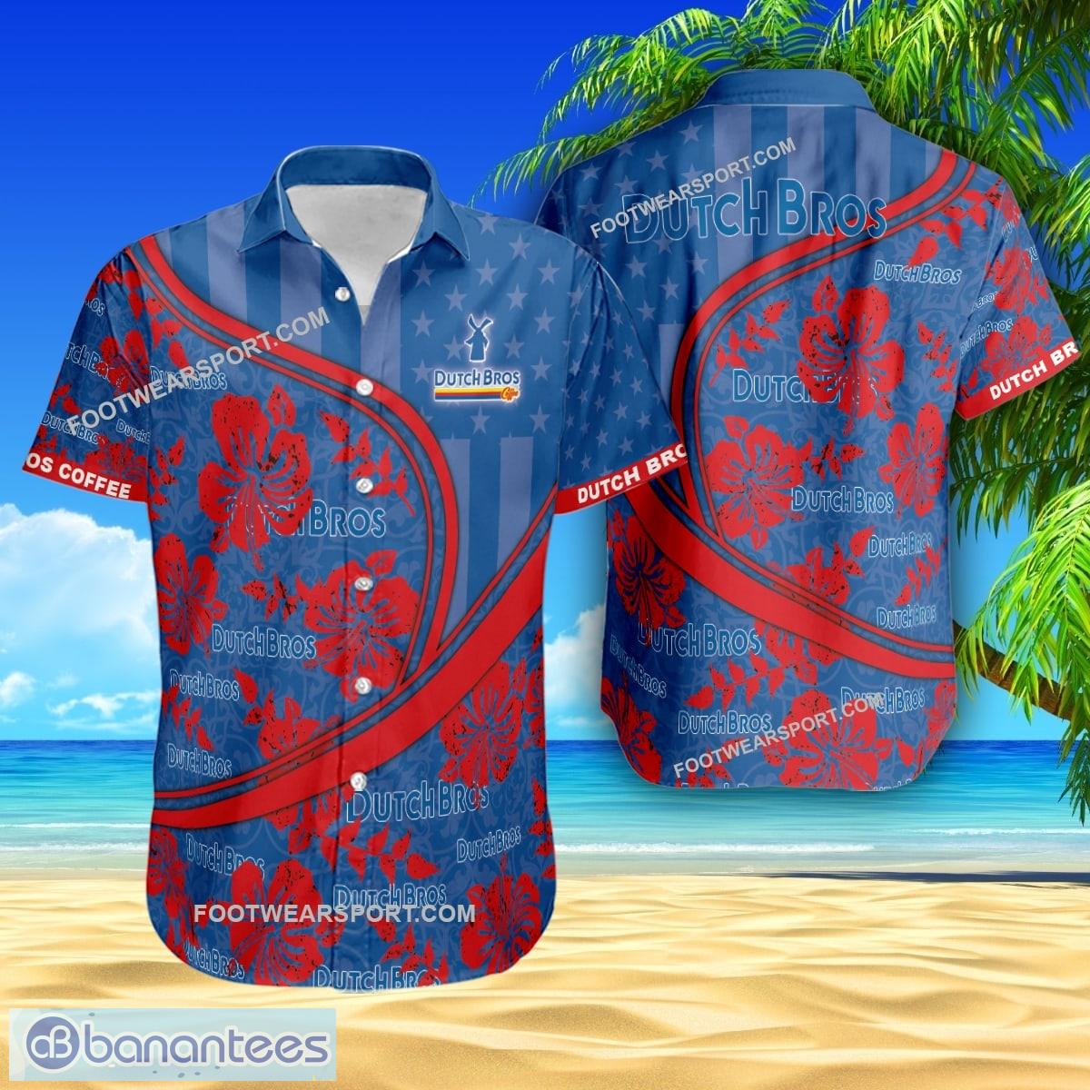 Dutch Bros Coffee Island Logo AOP Hawaiian Shirt Flag USA Hibiscus ...