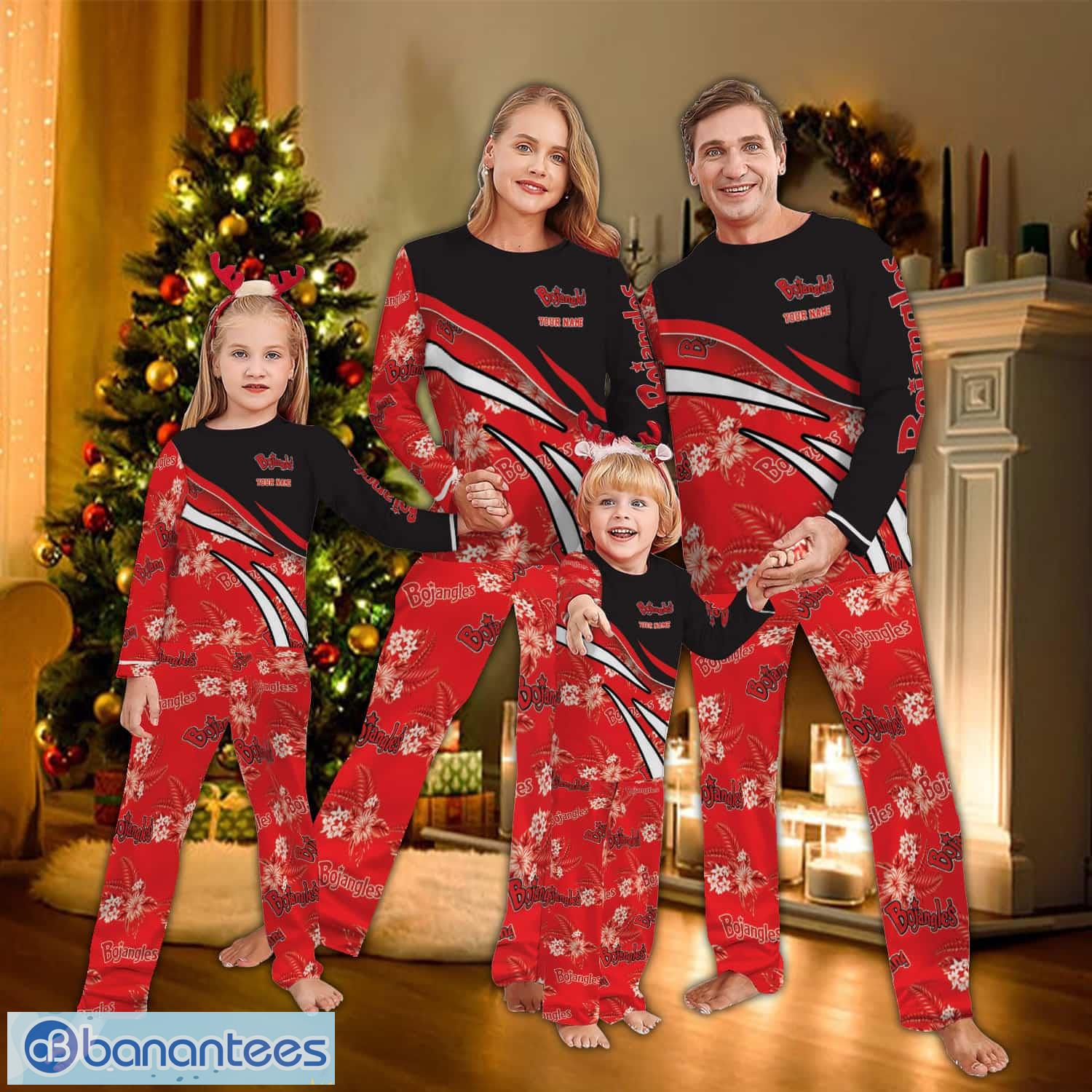 Custom Name Bojangles Flower Pattern Family Pajamas Set Flower - Banantees