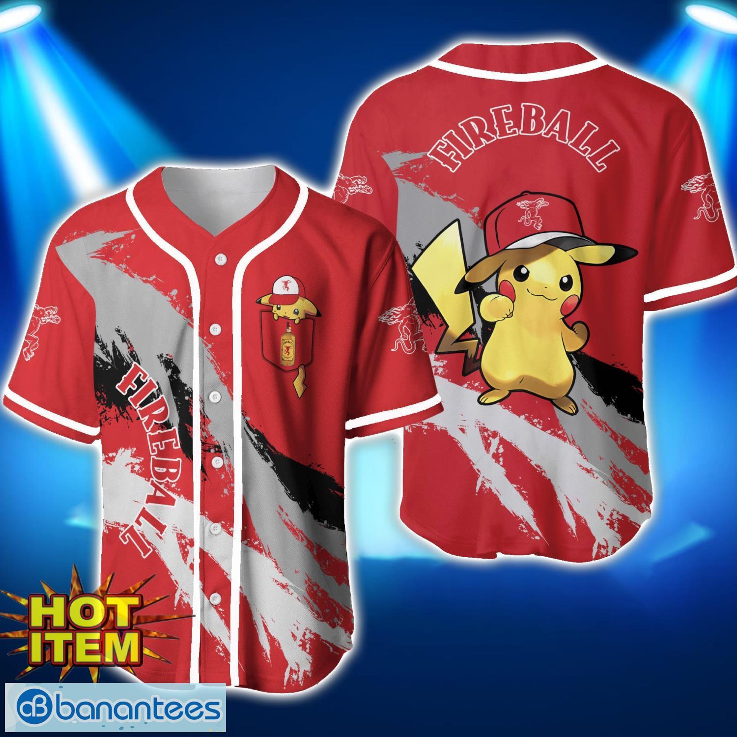 Fireball Whiskey Pikachu Pokemon Lover 3D Baseball Jersey Shirt - Banantees