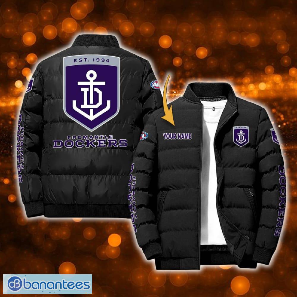 Fremantle Football Club Puffer Jacket New Black Logo Gift For Fans ...