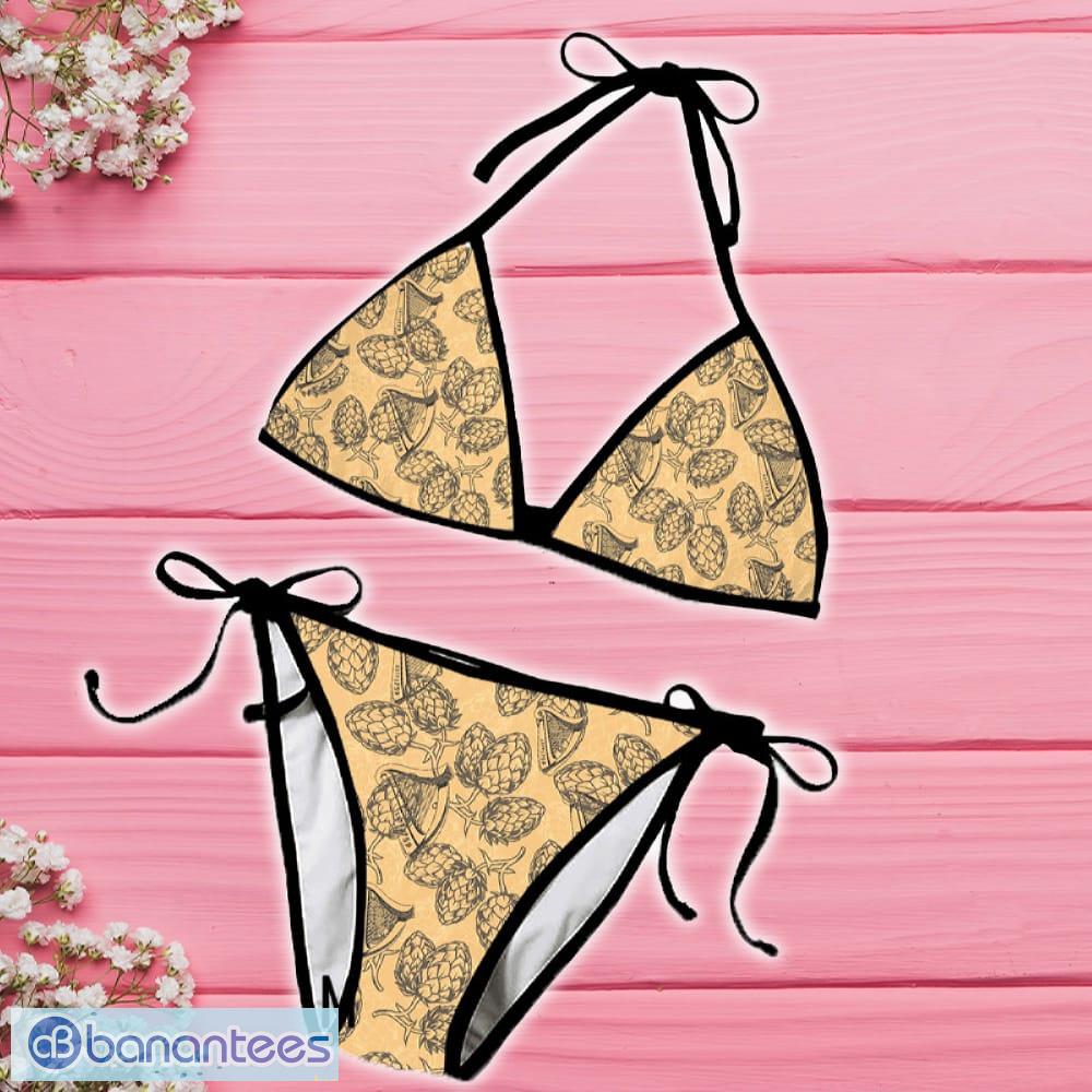 Guinness Humulus Pattern String Bikini Set Swimsuit Beach For Men Women ...