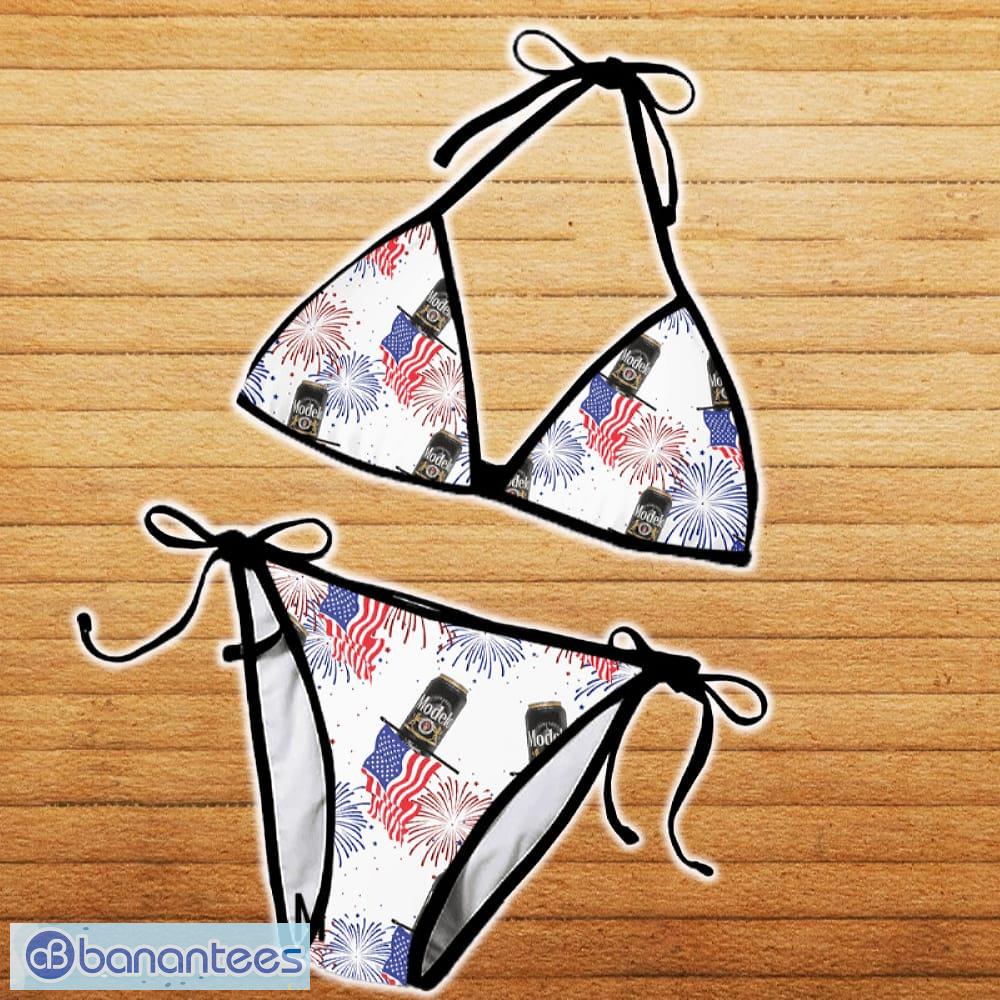 Modelo Negra American Flag Fireworks String Bikini Set Swimsuit Beach ...