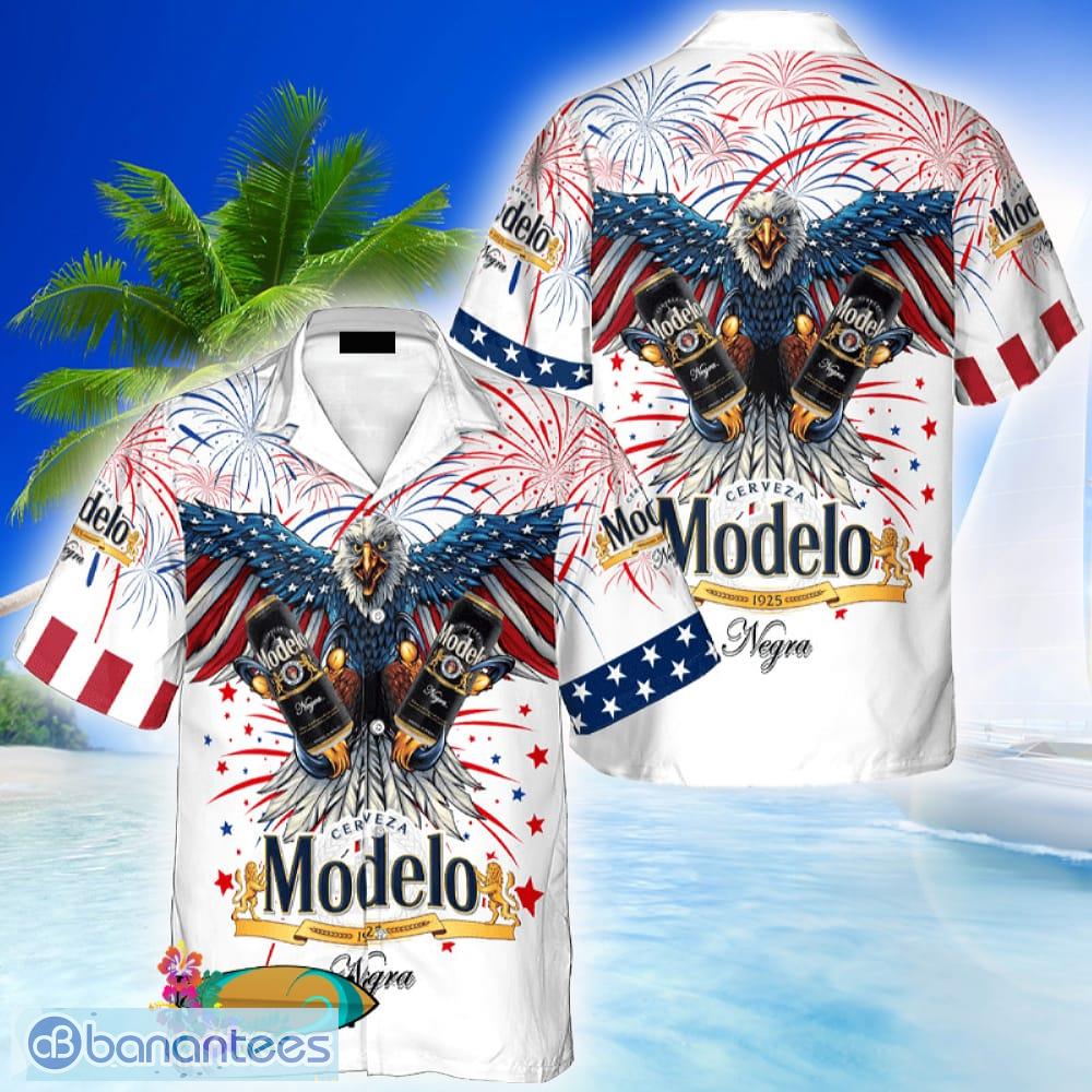 Modelo Negra Eagle Fireworks Independence Day Hawaiian Shirt - Banantees