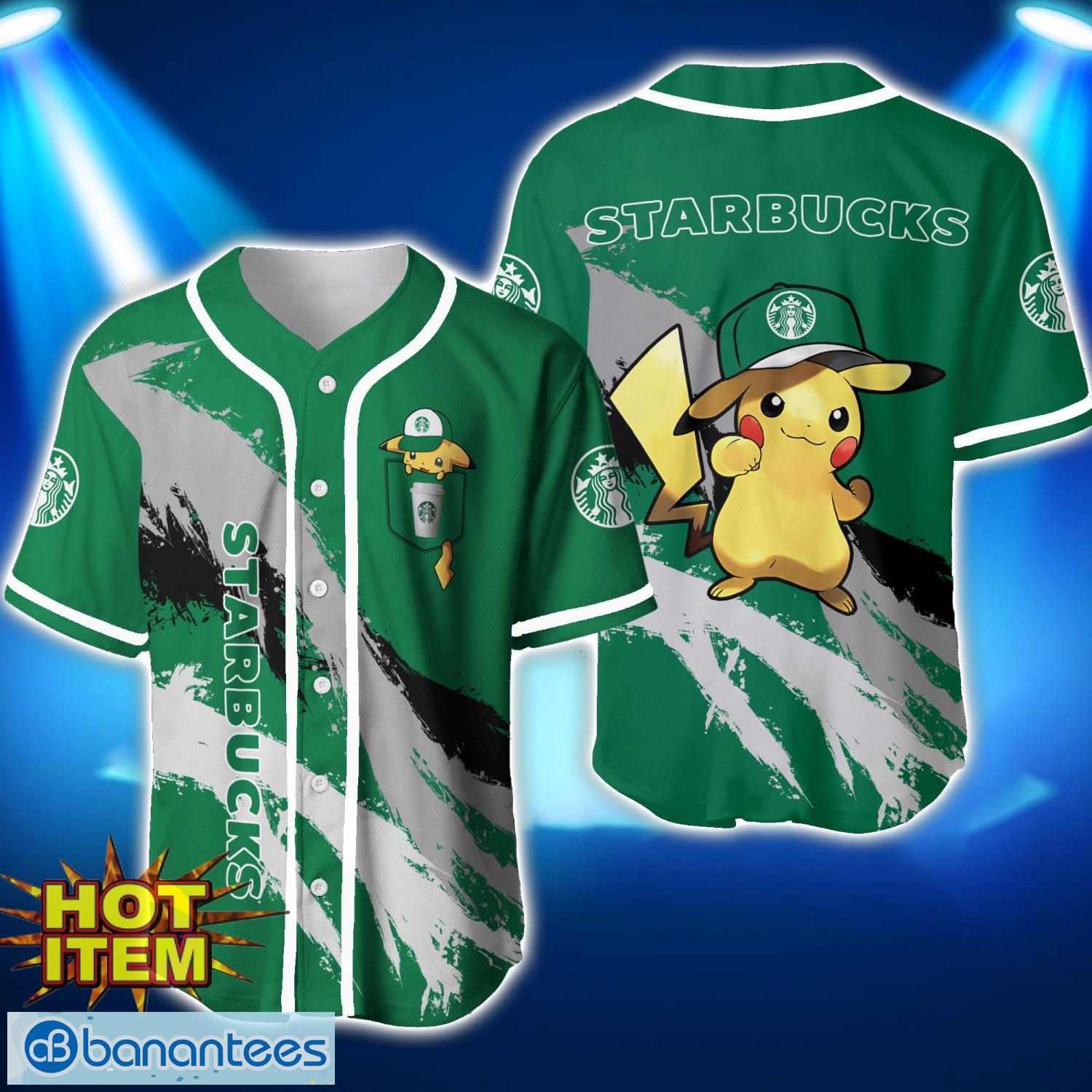 Starbucks Coffee Pikachu Pokemon Lover 3D Baseball Jersey Shirt - Banantees