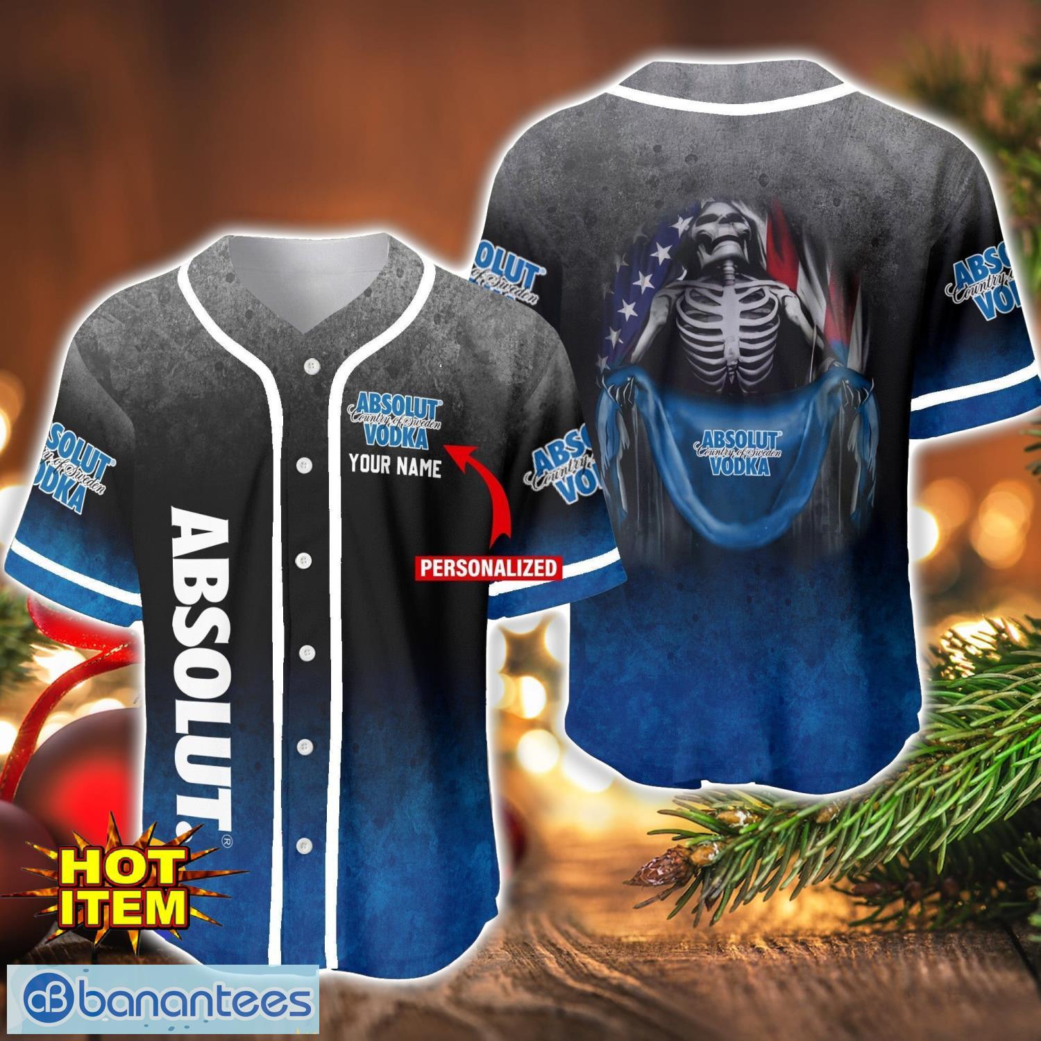 Absolut Vodka Skull USA Flag Baseball Jersey Shirt Personalized Name ...