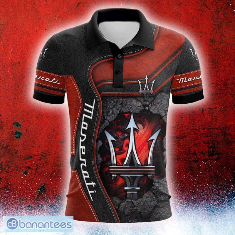 Car Racing Maserati Logo Hidden Truck Leather Pattern Golf Polo Shirt ...