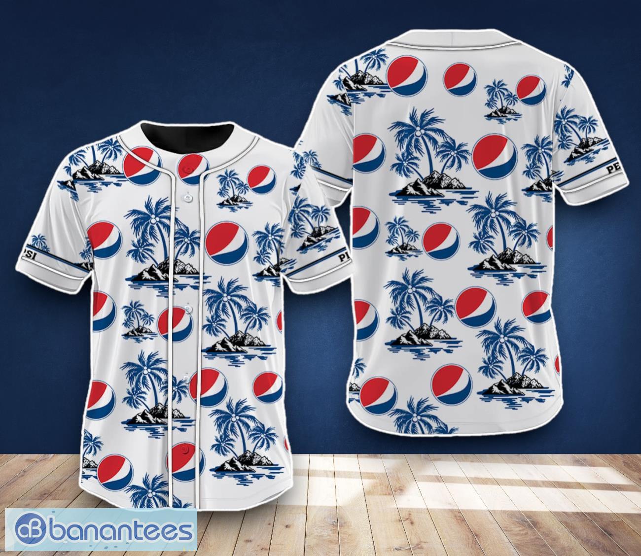 Pepsi Baseball Jersey Coconut Tree Pattern For Men Women - Banantees