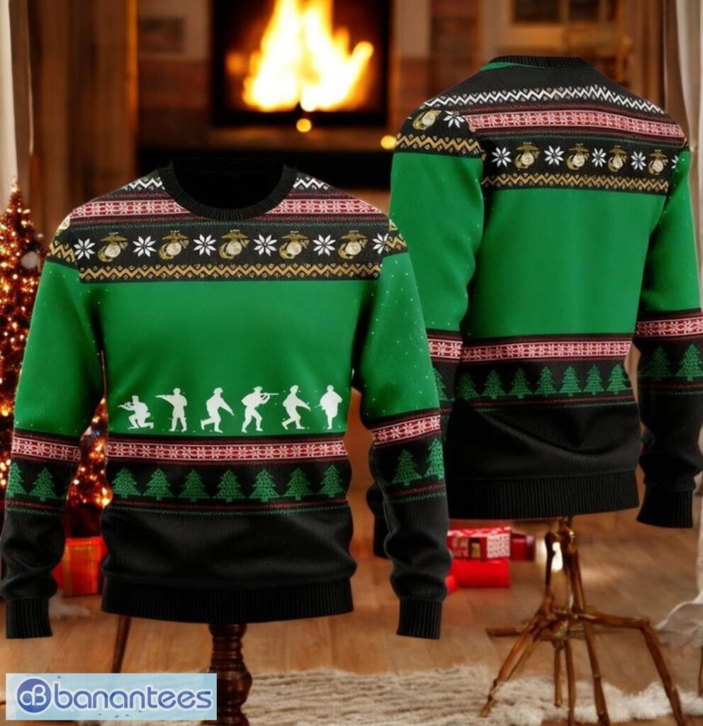 USMC Ugly Christmas Sweater US Marine Corps Xmas - Banantees